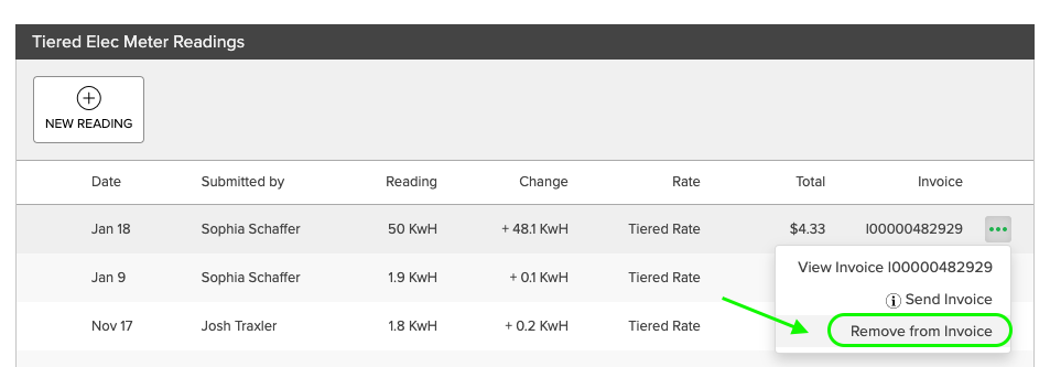 Meter Readings: Editing or Removing a Reading